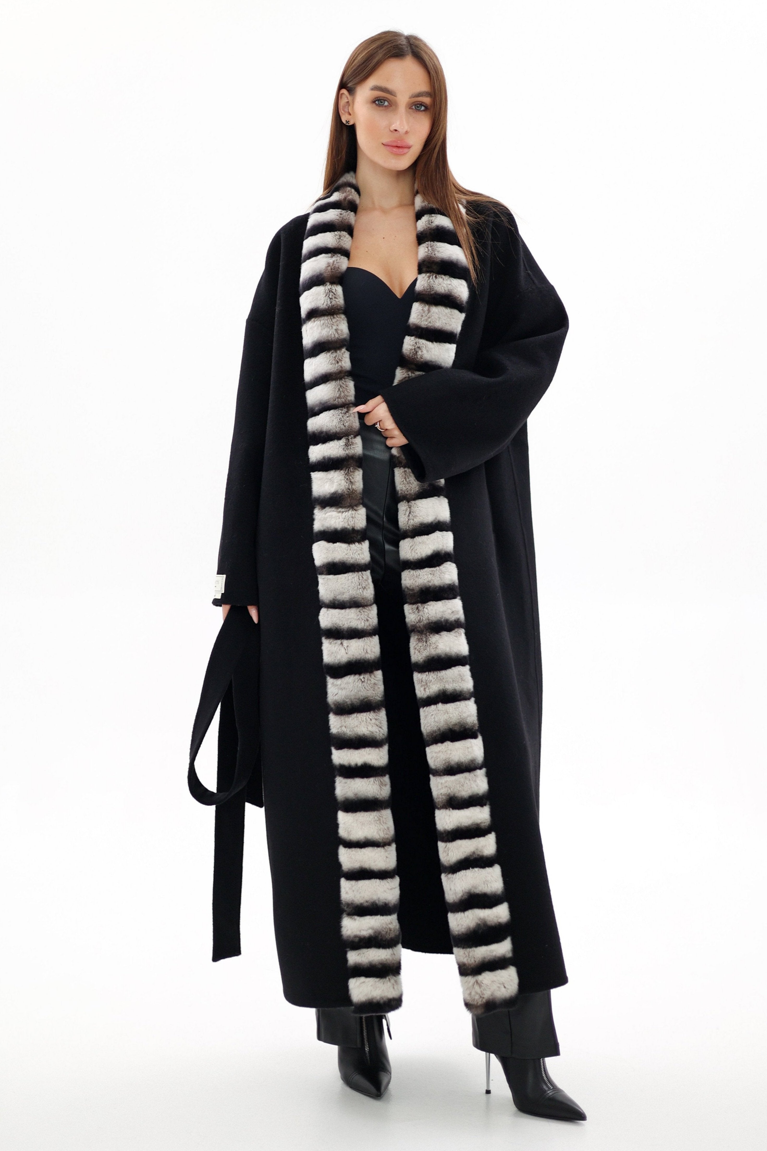 Genuine French Orylag Fur Italian Cashmere Wool Coat – Tundra Globe