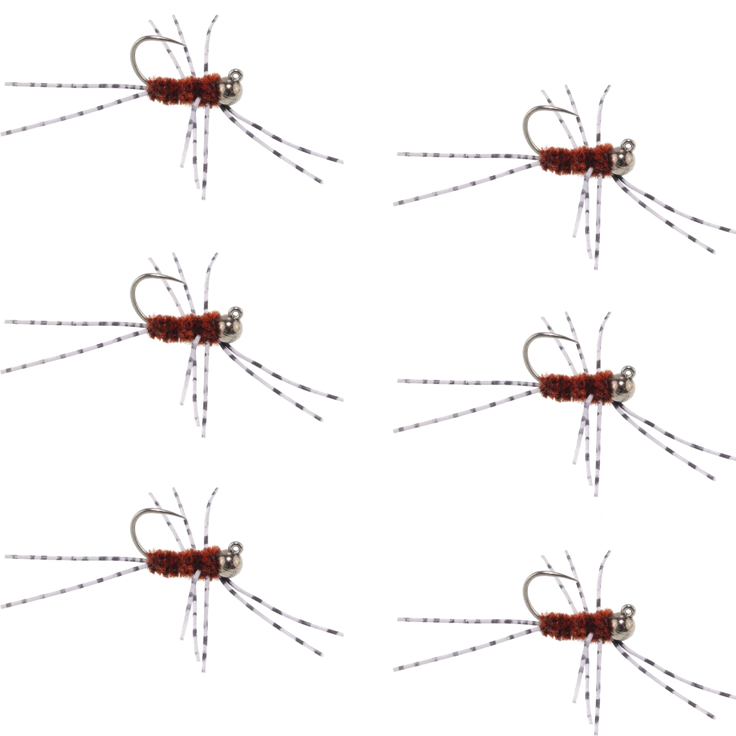 Barbless Pat's Barred Rubber Legs Tungsten Bead Jigged Brown Euro Nymp ...
