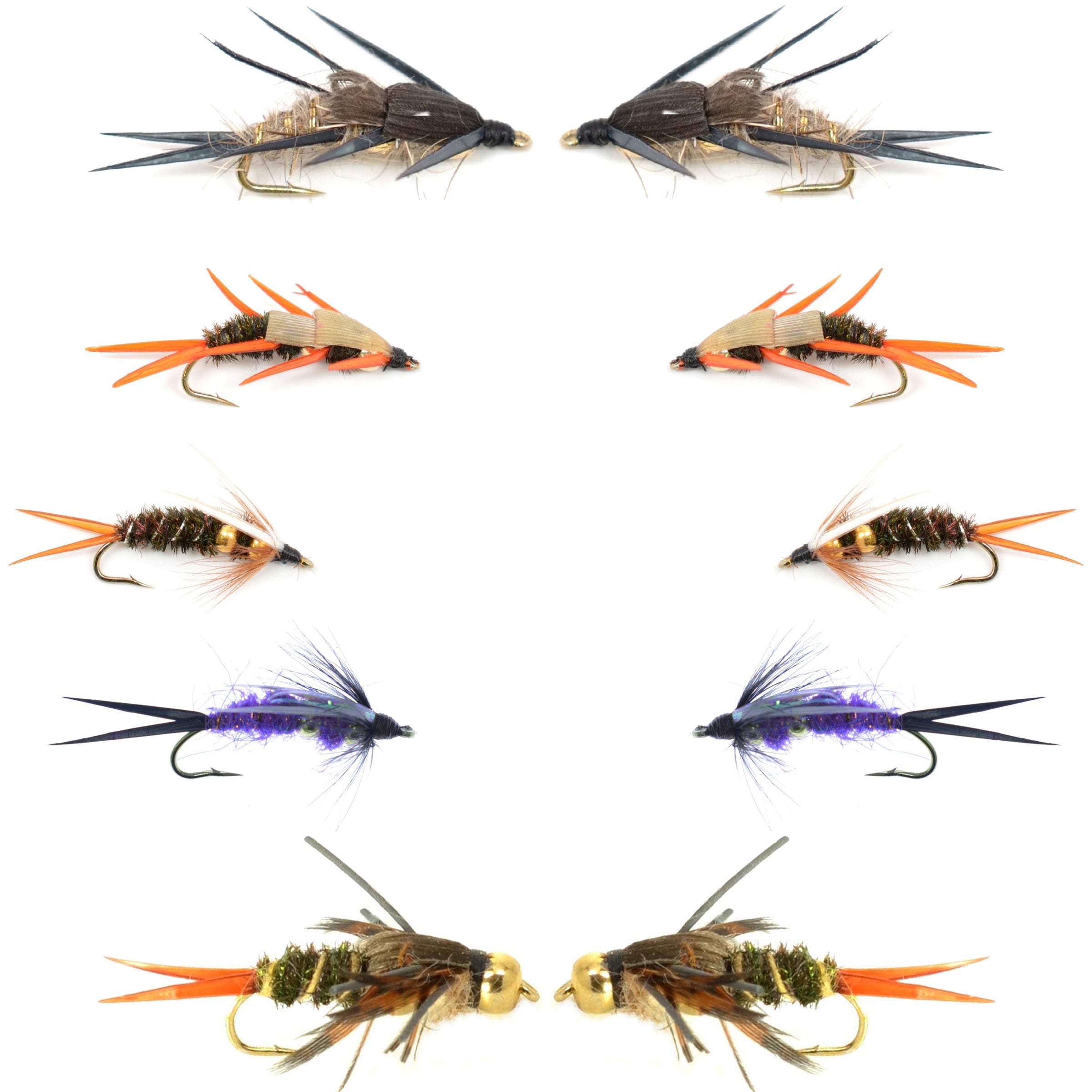 Basics Collection - Double Bead Head Nymph Assortment - 10 Wet Flies ...