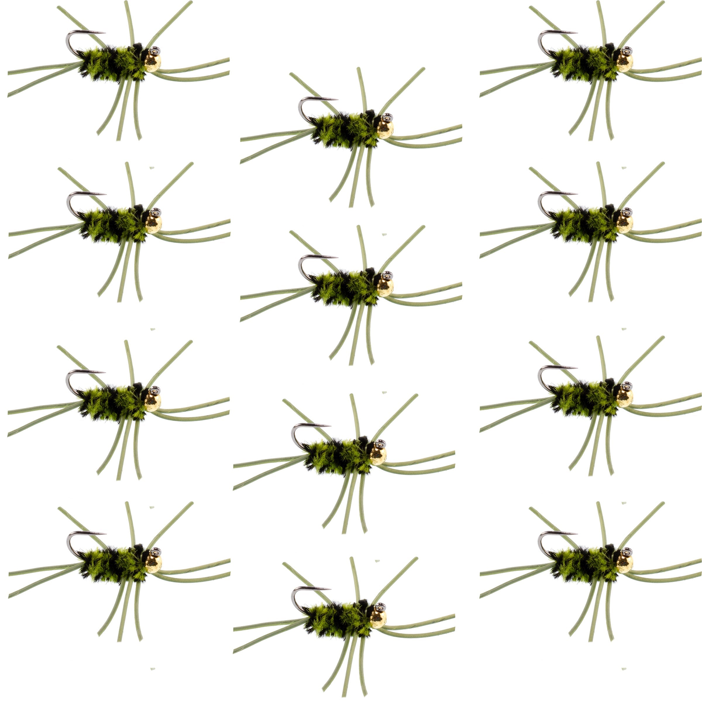 Barbless Pat's Rubber Legs Tungsten Bead Jigged Black/Olive Euro Nymph ...